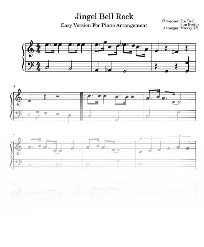 Jingle Bell Rock - Easy Piano Score - Etsy