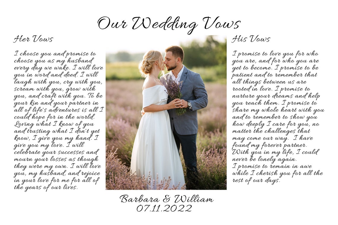 Personalized Wedding Vow Poster, Wedding Anniversary Gift, Wedding Vows ...
