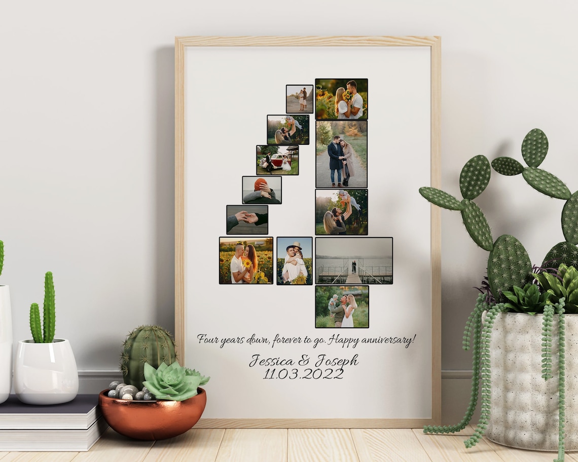 Fourth Years Together Personalized Photo Collage, 4 Year Anniversary ...