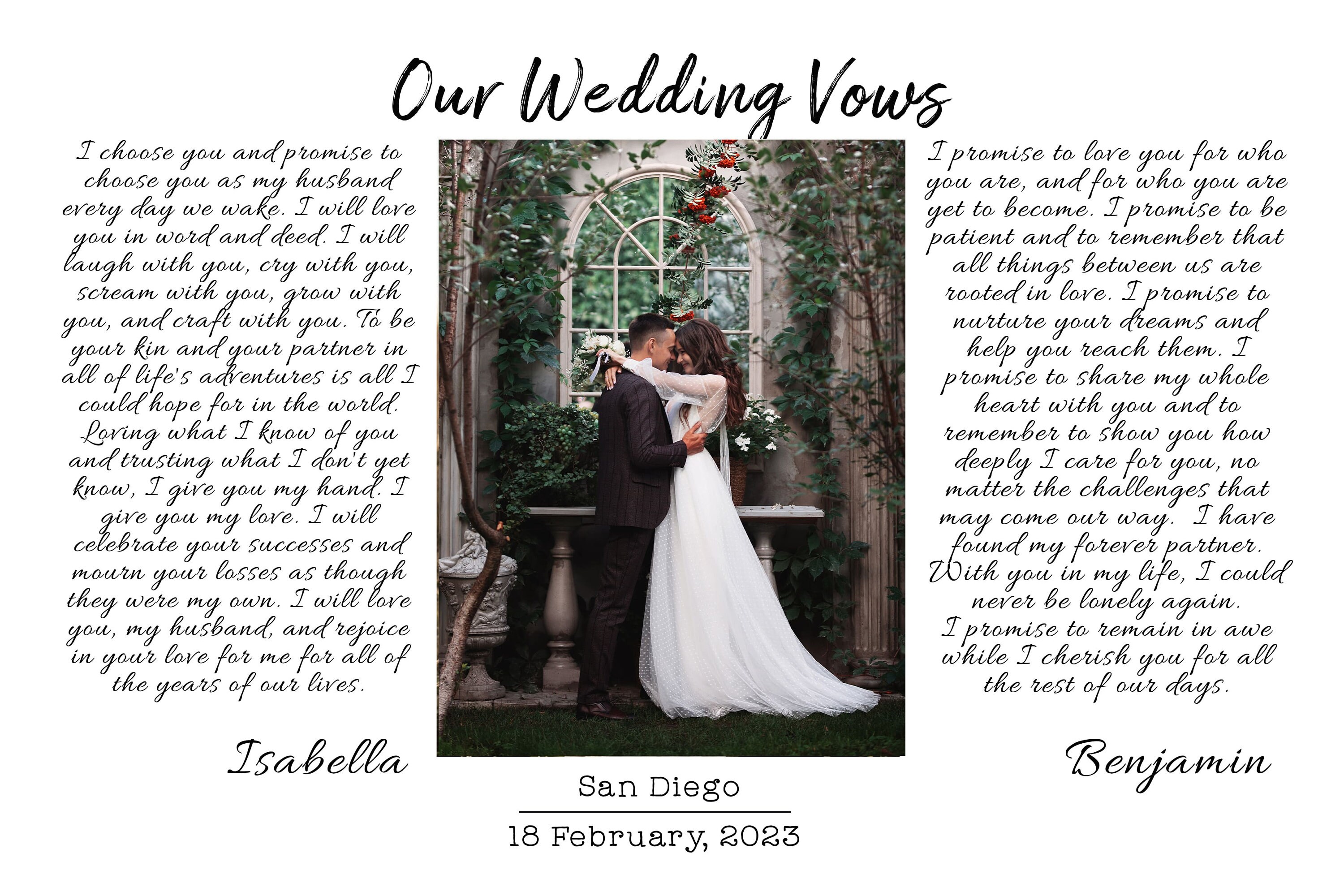 Personalized Wedding Vow Poster, Wedding Anniversary Gift, Wedding Vows ...