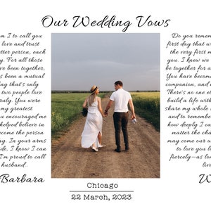 Personalized Wedding Vow Poster, Wedding Anniversary Gift, Wedding Vows ...