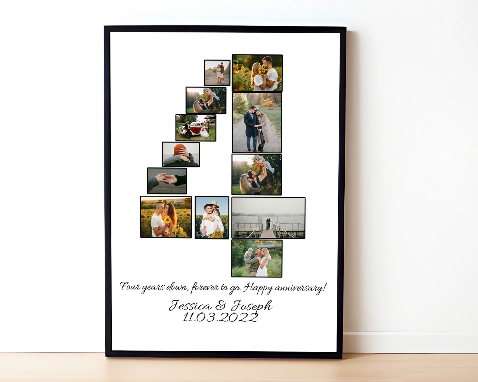 Fourth Years Together Personalized Photo Collage, 4 Year Anniversary ...