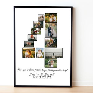 Fourth Years Together Personalized Photo Collage, 4 Year Anniversary ...