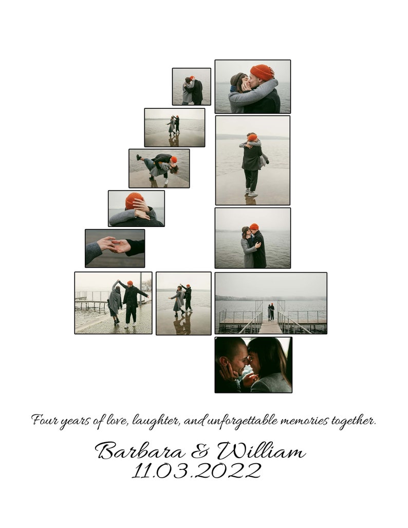 Fourth Years Together Personalized Photo Collage, 4 Year Anniversary ...