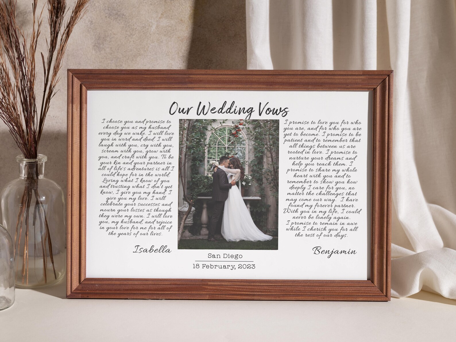 Personalized Wedding Vow Poster, Wedding Anniversary Gift, Wedding Vows ...