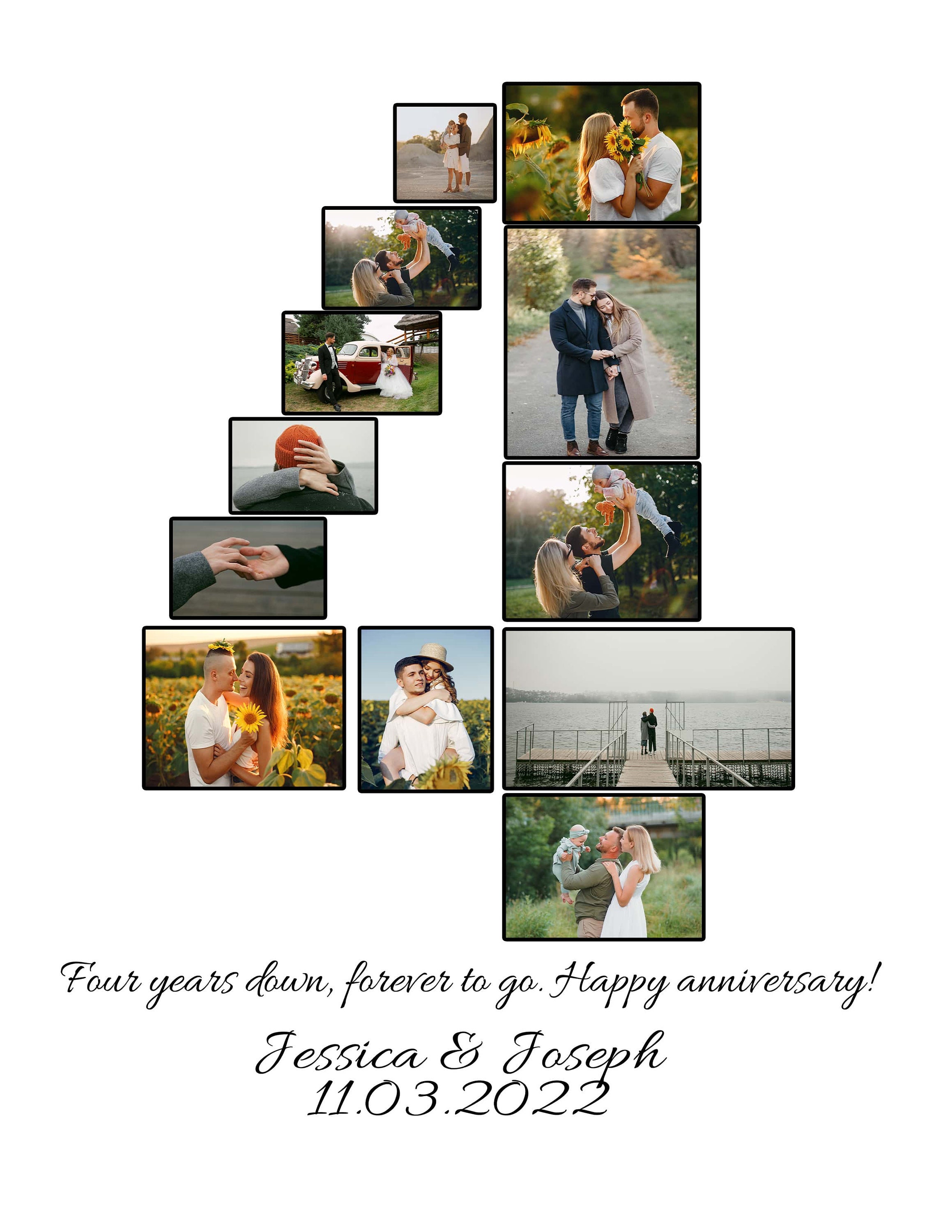 Fourth Years Together Personalized Photo Collage, 4 Year Anniversary ...