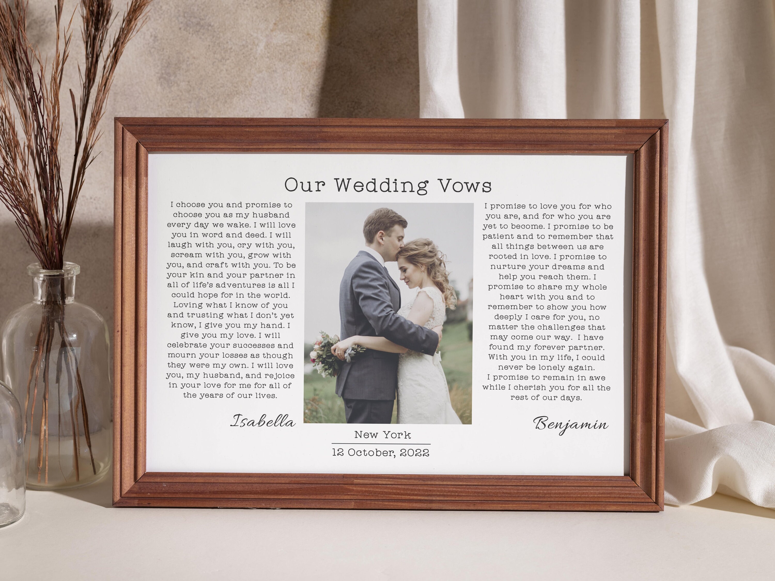 Personalized Wedding Vow Poster, Wedding Anniversary Gift, Wedding Vows ...