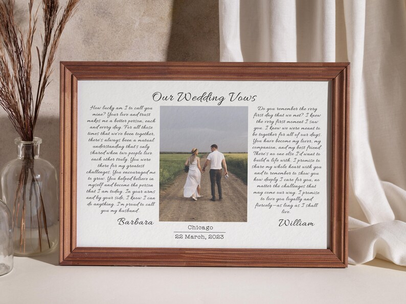 Personalized Wedding Vow Poster, Wedding Anniversary Gift, Wedding Vows ...