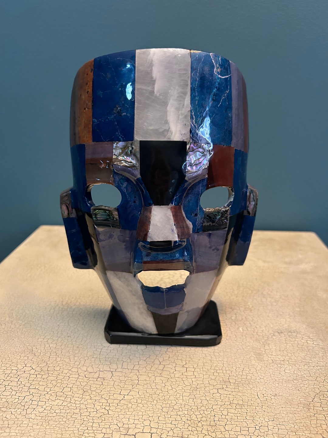 Vintage Mosaic Tile Aztec Death Mask- Mexican Folk Art - Etsy