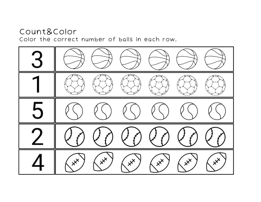 Count and Color Worksheet - Etsy