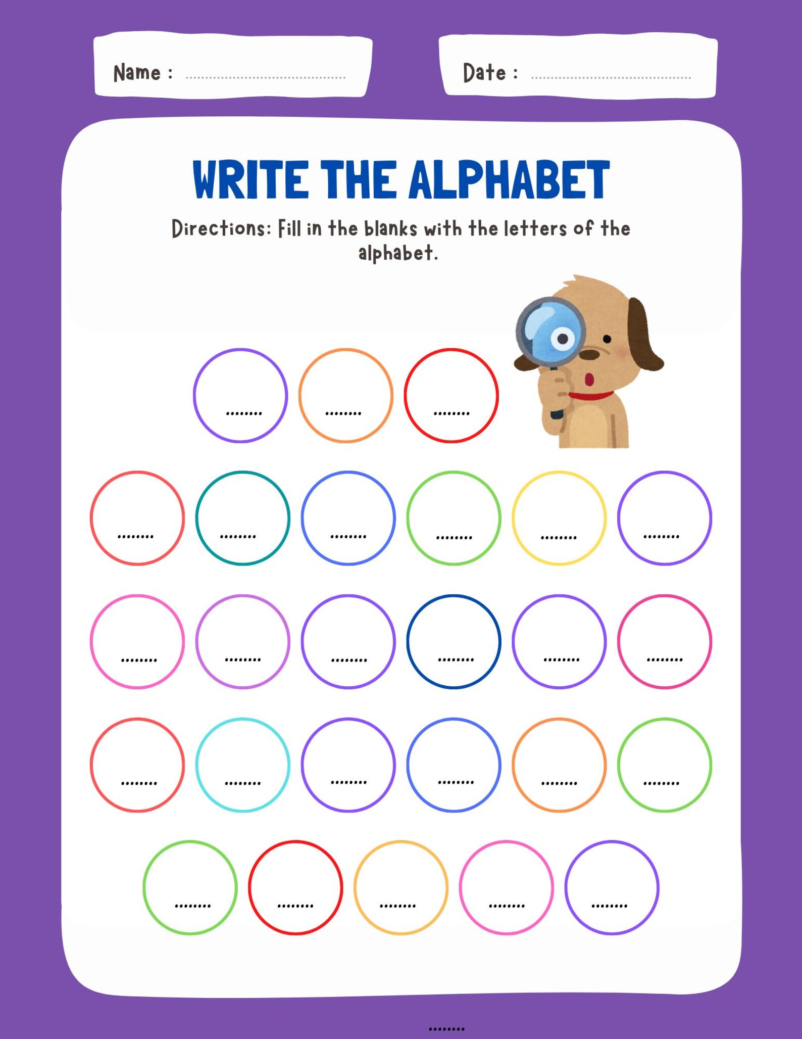 Alphabet Worksheets Set of Seven - Etsy