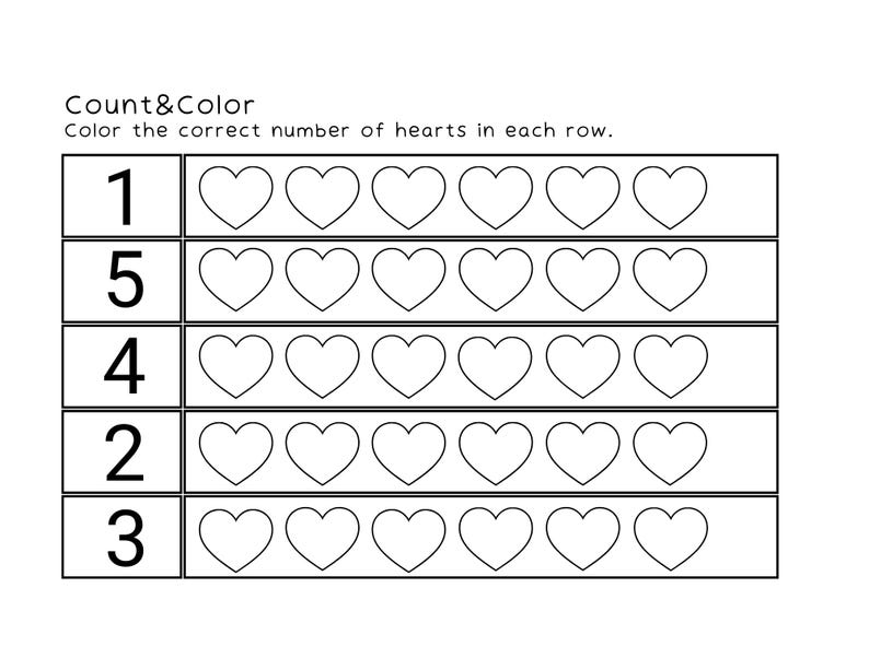 Count and Color Worksheet - Etsy