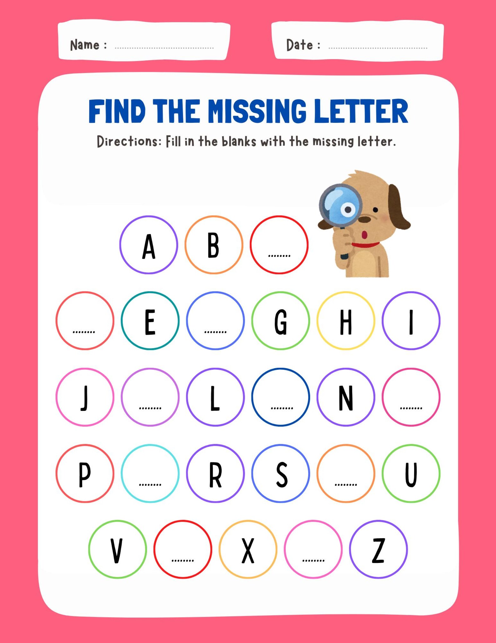 Alphabet Worksheets Set of Seven - Etsy