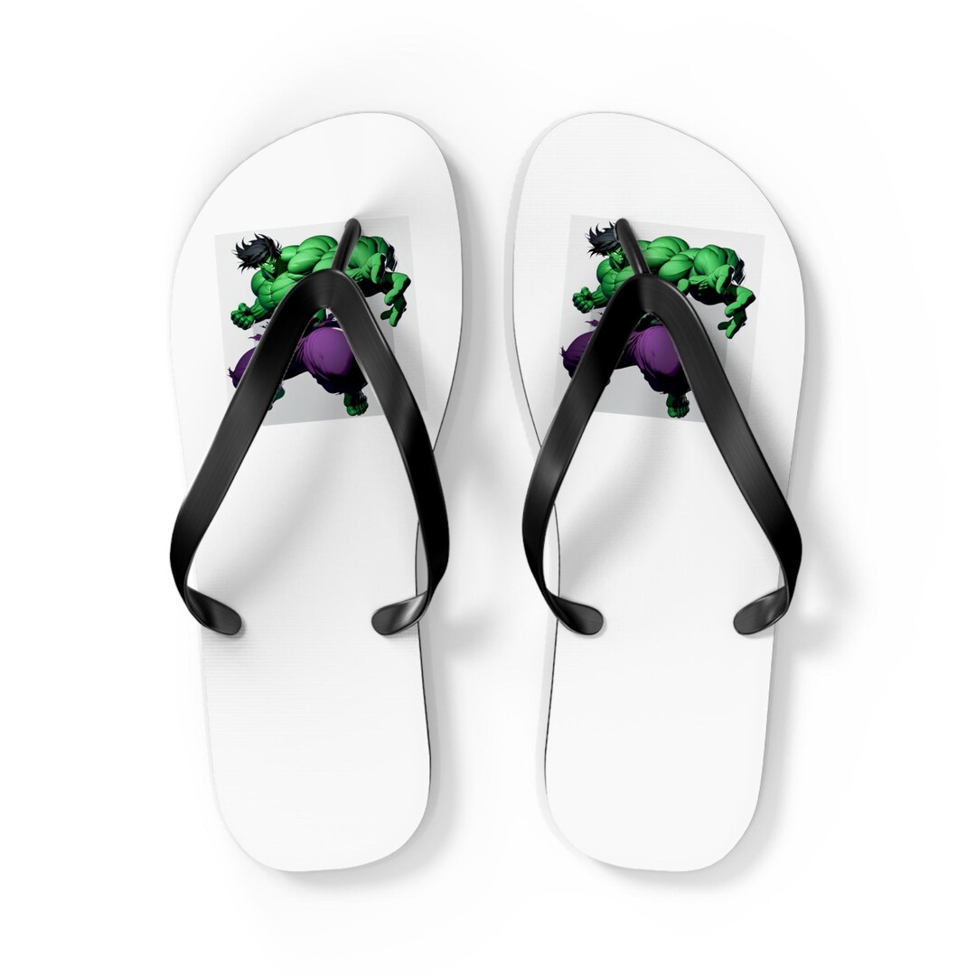 Nerdy Comic Flip Flops: Vintage Hulk Beach Sandals for Kids - Unique ...