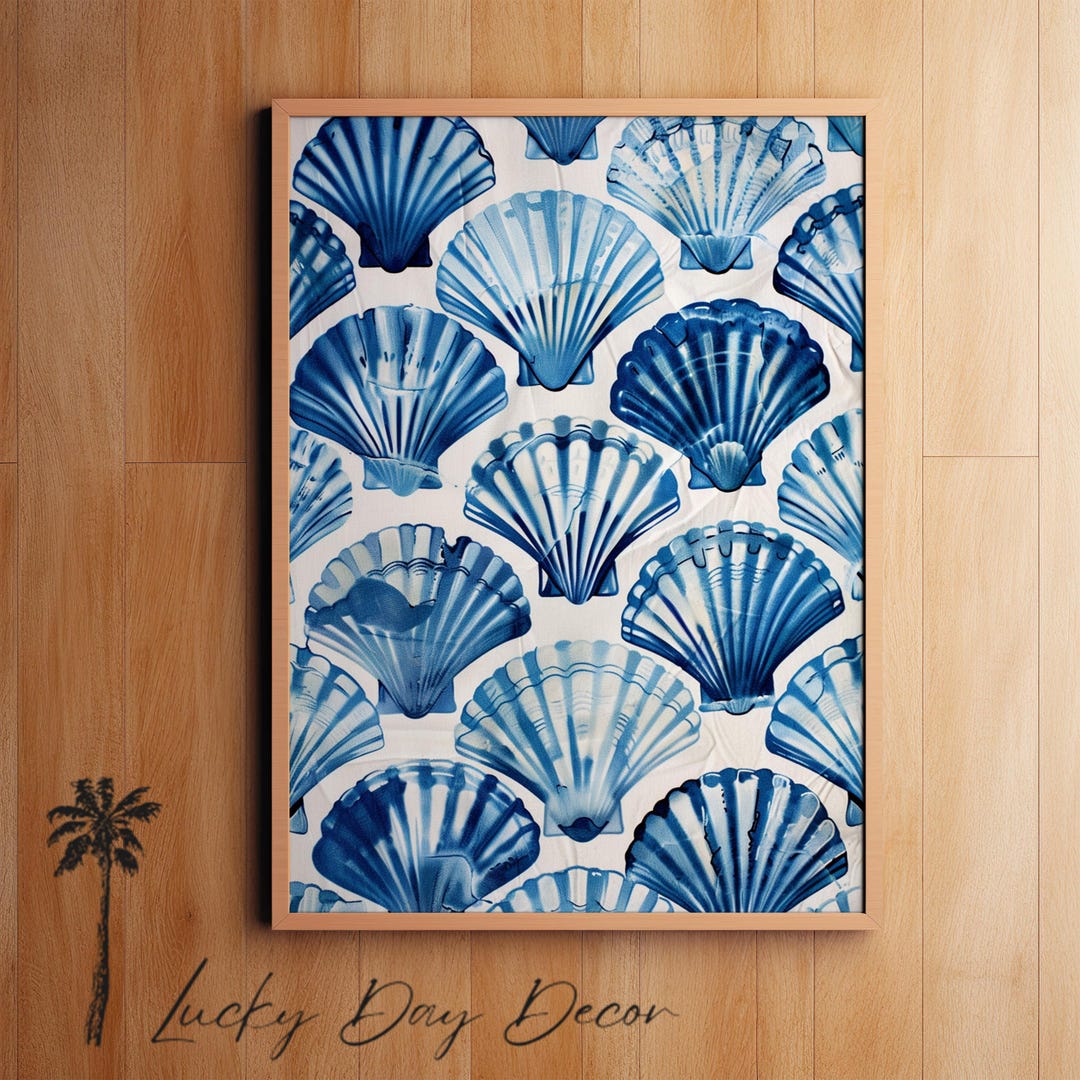 Watercolor Shell Print | Sea Blue Coastal Art for Beach Decor ...