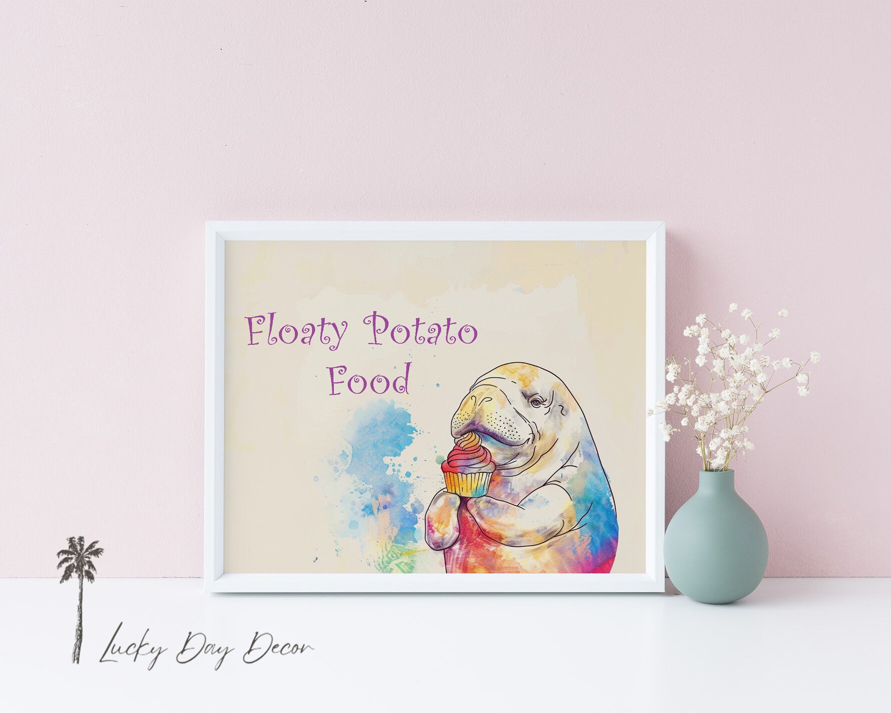 Floaty Potato Food Humorous Sea Cow Eating Cupcakes Desserts for Sea ...