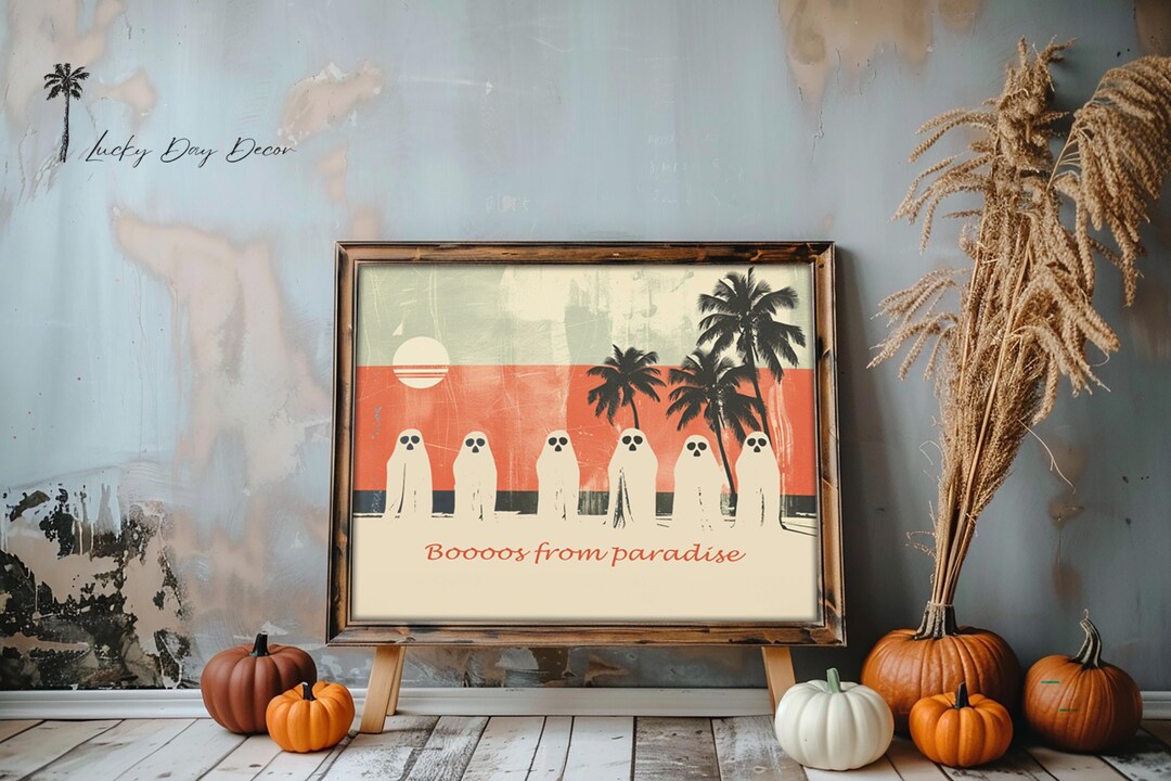Halloween Illustration Ghosts Boos From Paradise October Art Print ...