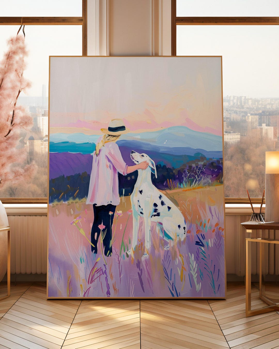 Dalmatian Mom in Wildflower Meadow - Rolling Fields Pastel Painting ...