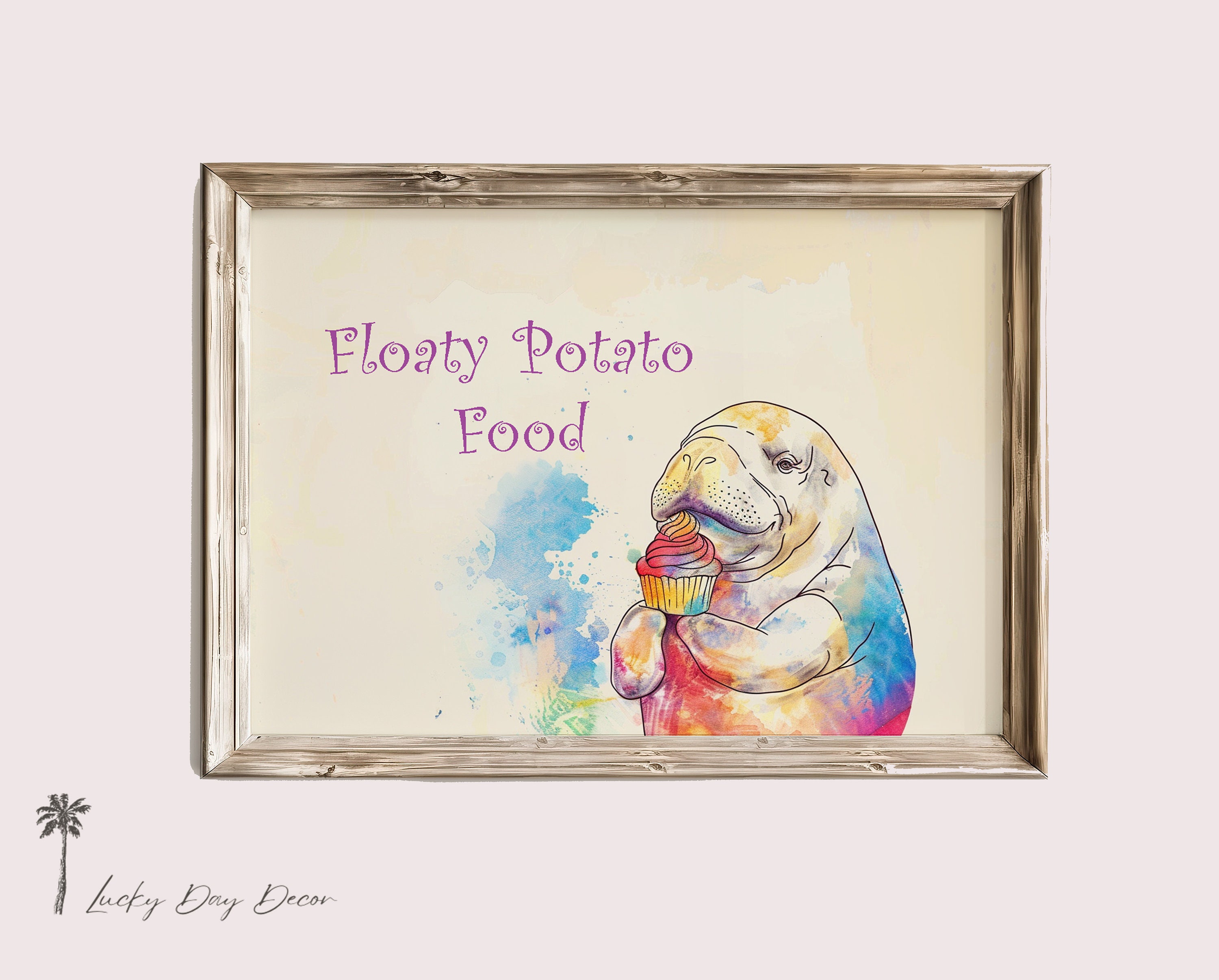 Floaty Potato Food Humorous Sea Cow Eating Cupcakes Desserts for Sea ...