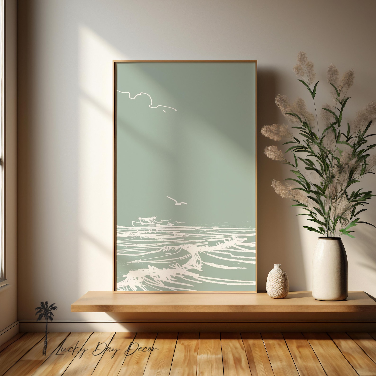 Beach Day Sketch Ocean Waves Simplistic Beach Life Nursery Children's ...