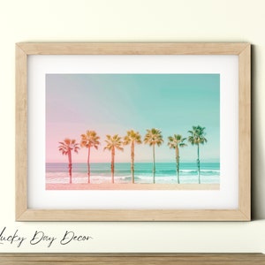 Surfer Print Palm Tree Row - Neutral Beach Decor - Tropical Palm Print ...