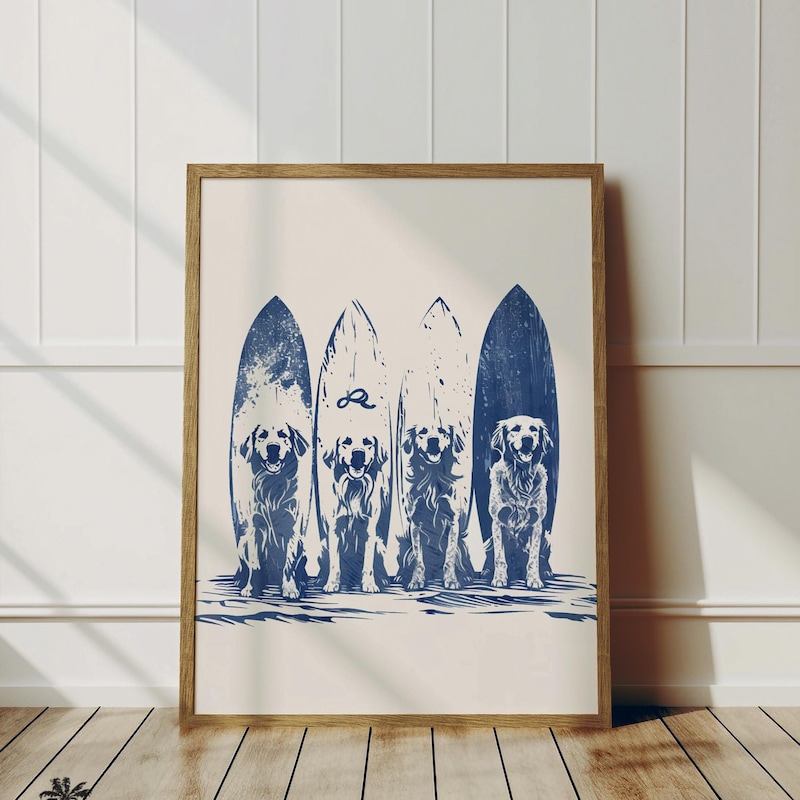 Surfing Retriever Art - Etsy
