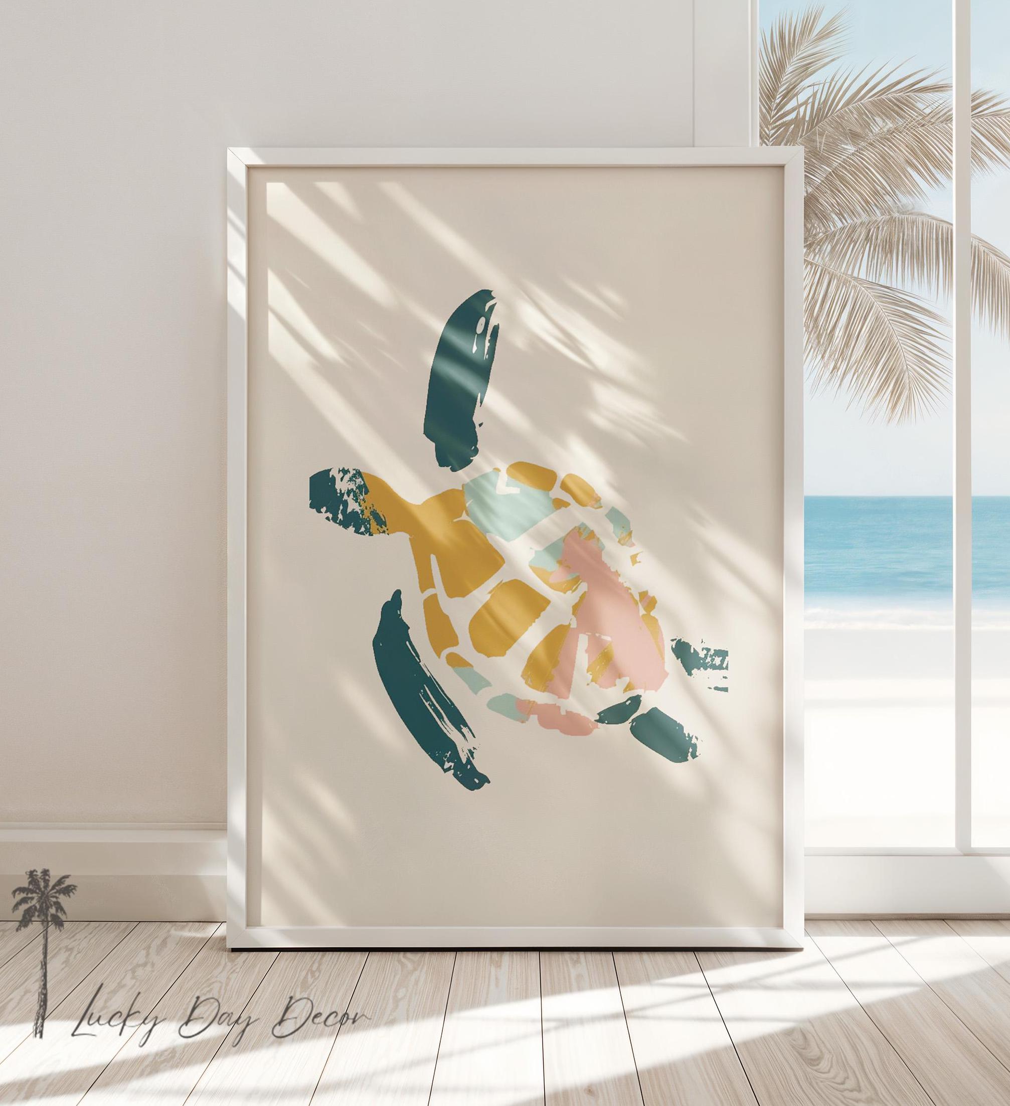 Colorful Sea Turtle Print | Abstract Pastel Sea Life Art | Simplistic ...