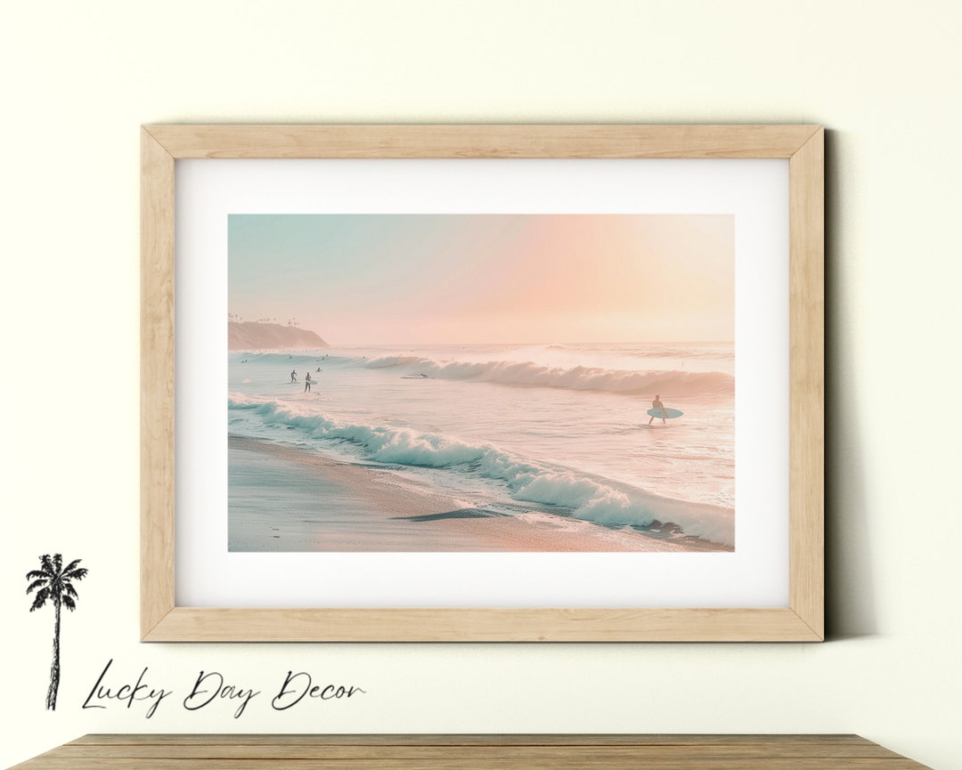 Ocean Prints Morning Surfers - Neutral Beach Decor - Tropical Print ...