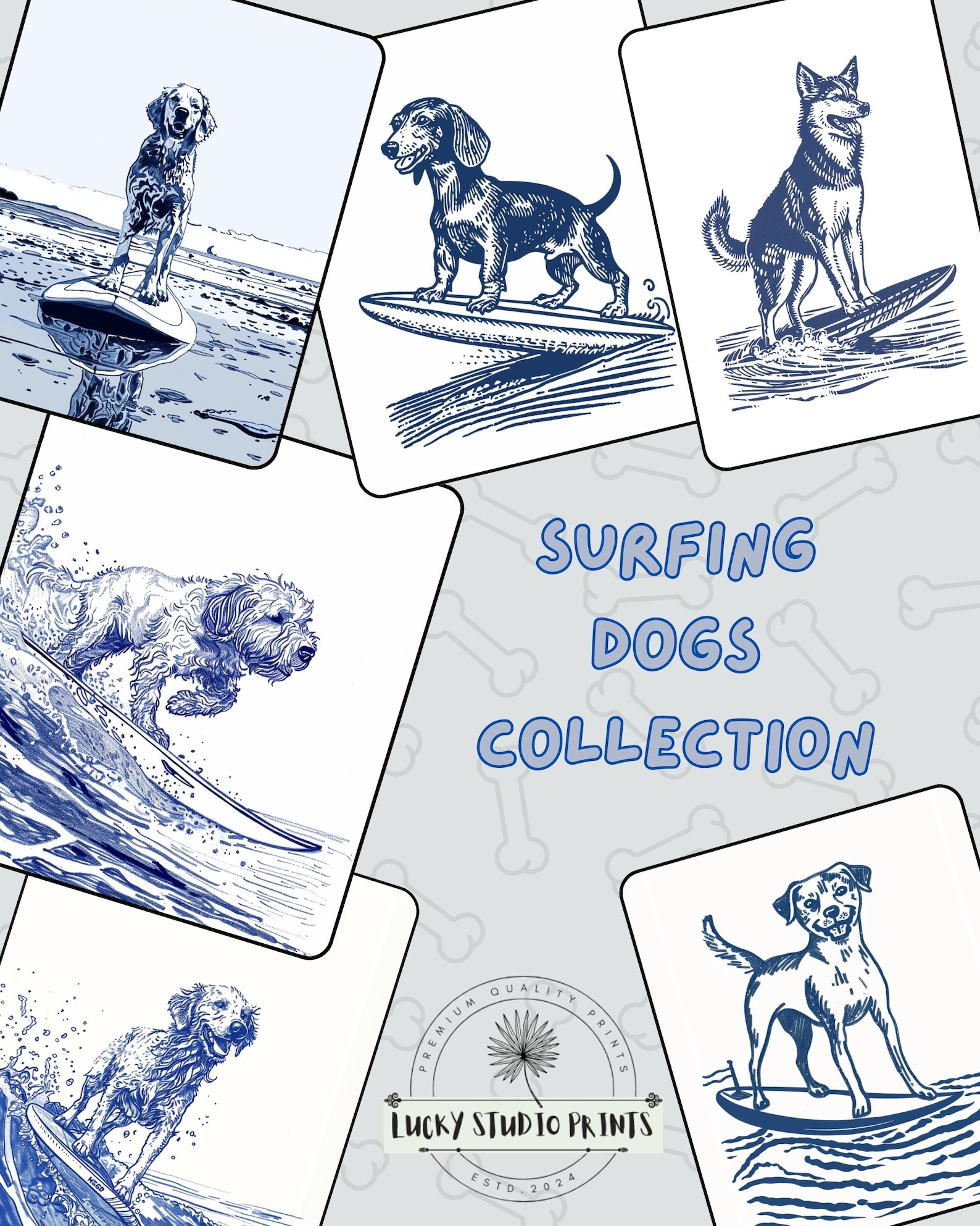 Surfing Dog Labrador on Surfboard - Coastal Wall Art for Dog Lovers ...