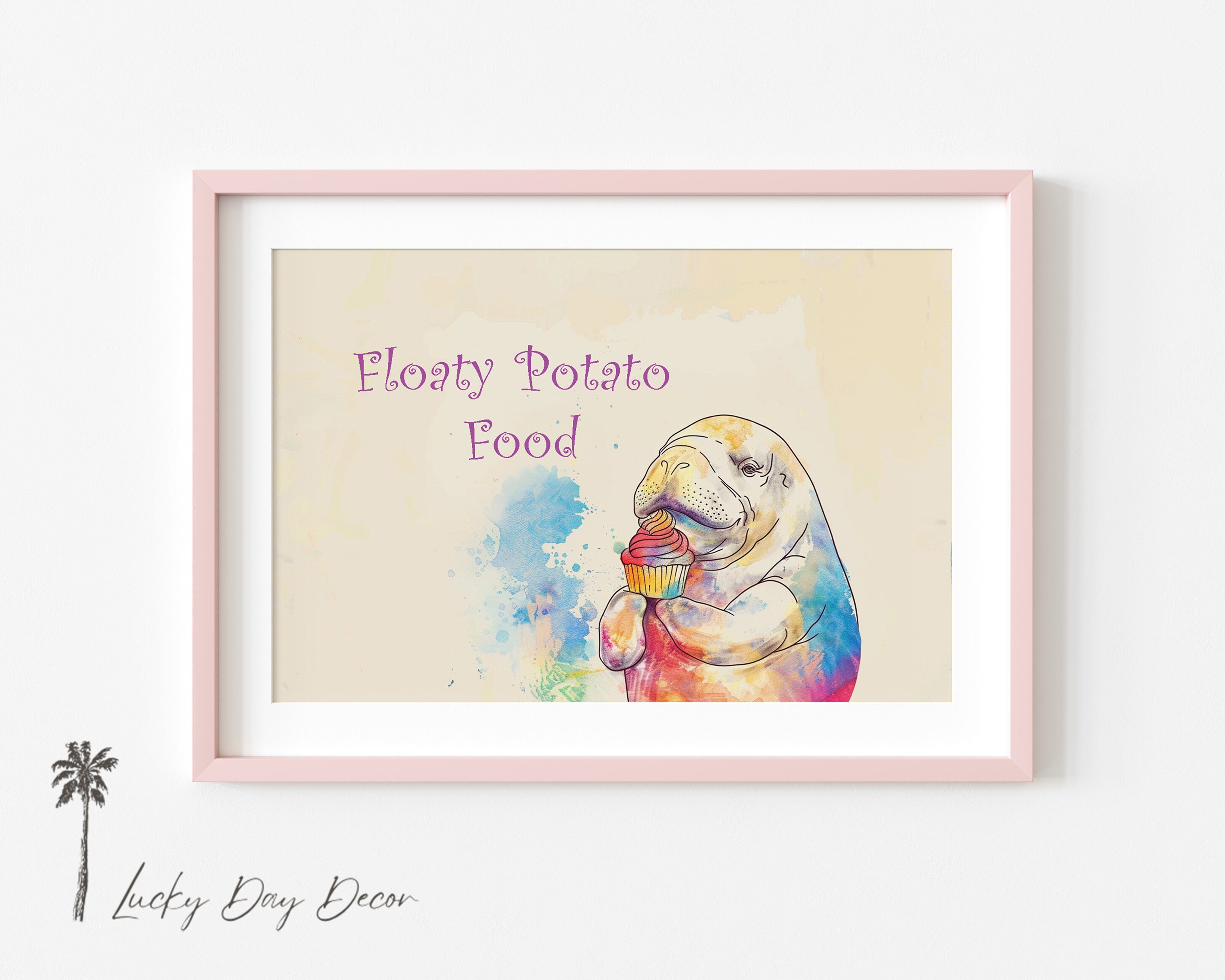 Floaty Potato Food Humorous Sea Cow Eating Cupcakes Desserts for Sea ...