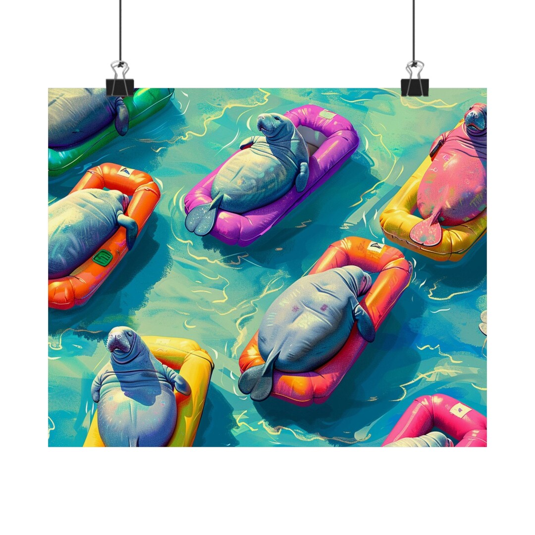 Floating Sea Cows on Pool Floats Humorous Sea Cow Whimsical Manatee Sea ...