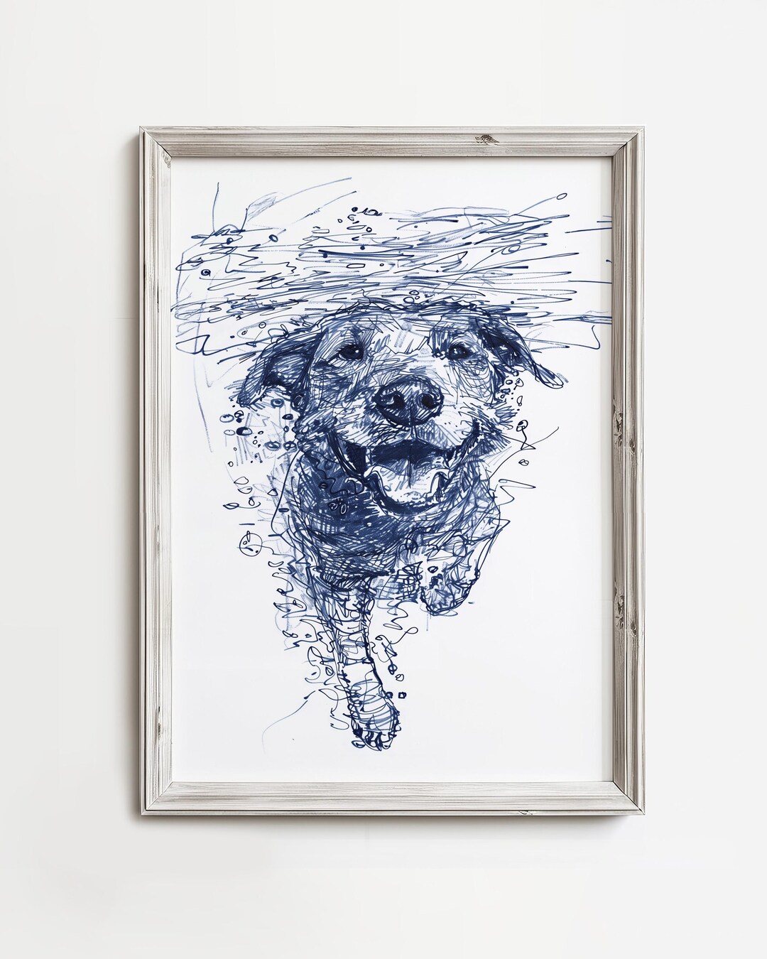 Underwater Labrador Drawing | Cute Dog Wall Art | Happy Smiling ...
