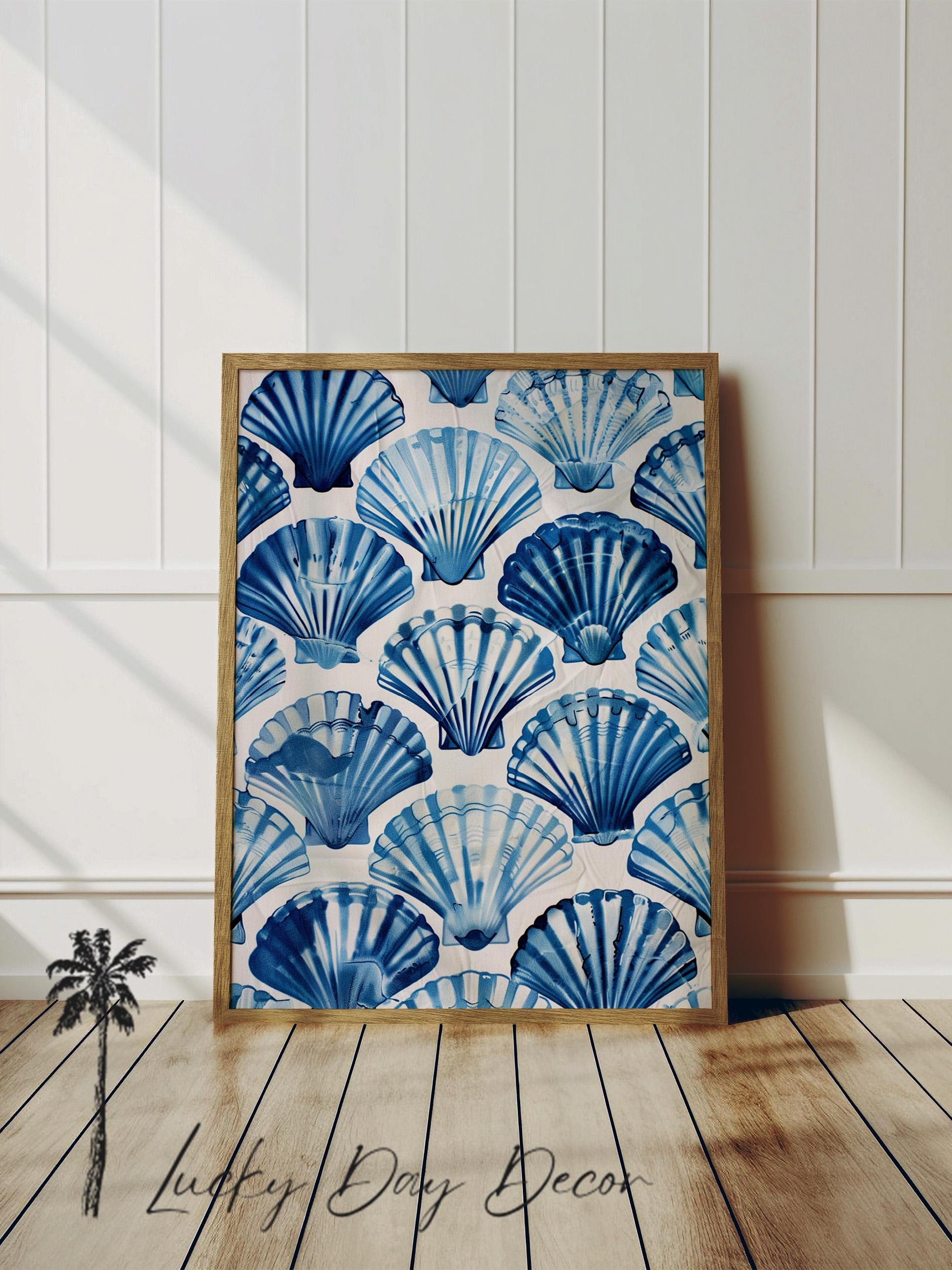 Watercolor Shell Print | Sea Blue Coastal Art for Beach Decor ...