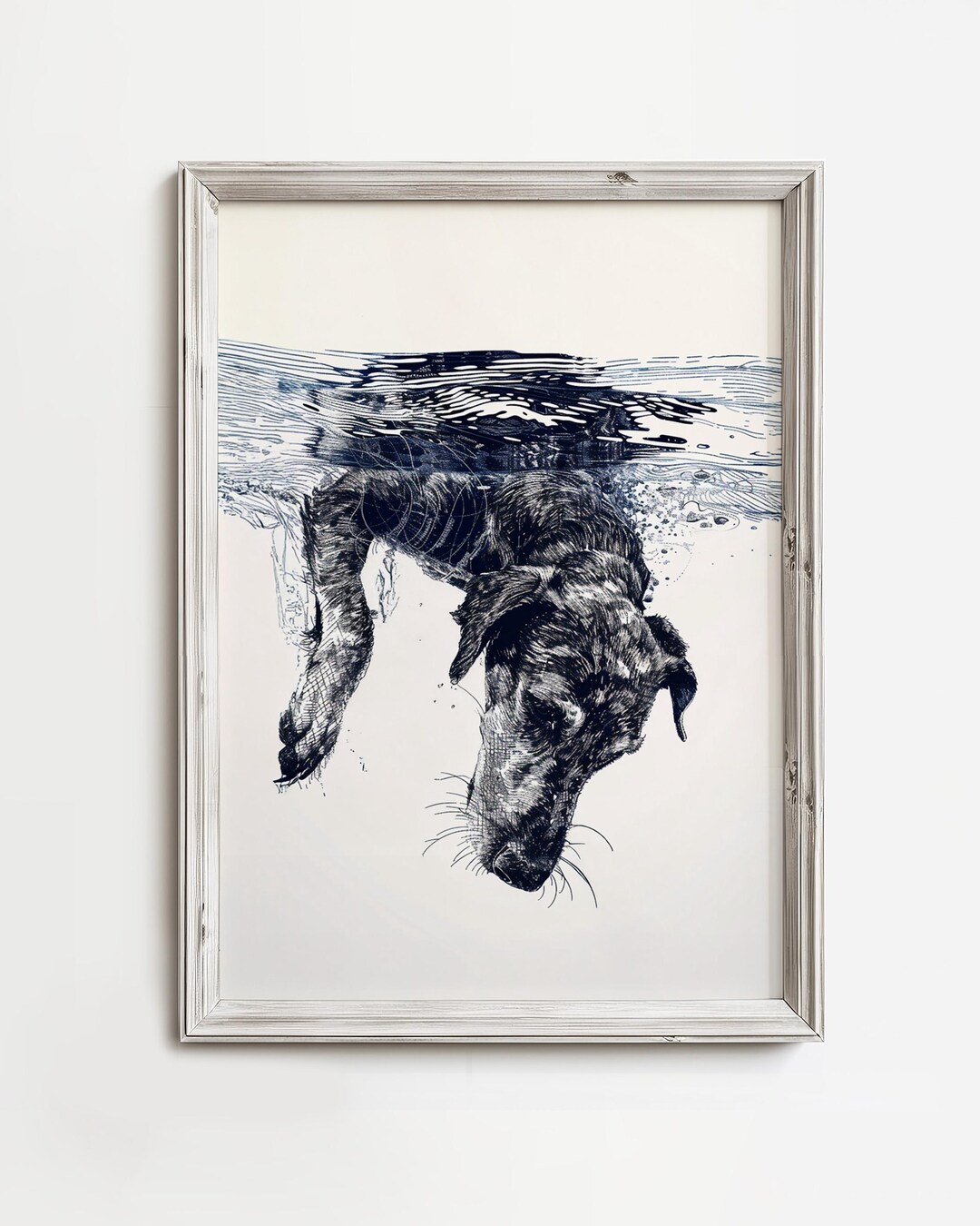 Jack Russell Diving | Cute Underwater Sketch Print | Summertime Art for ...