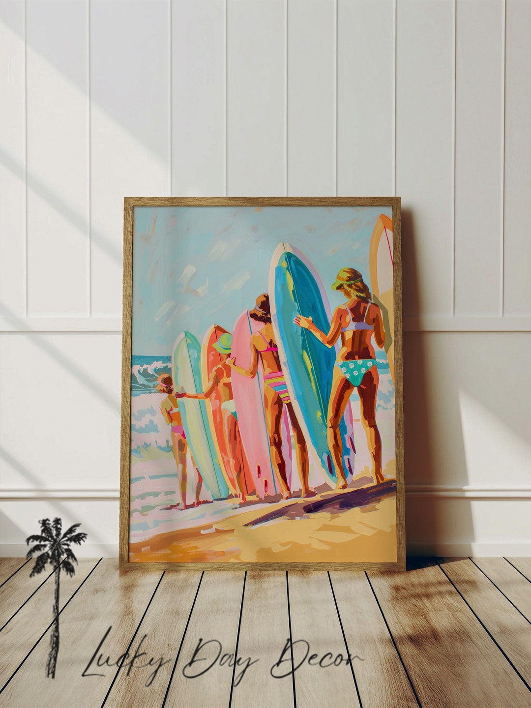 Vintage Coastal Boards and Babes Retro Beach Art Artistic Throwback ...