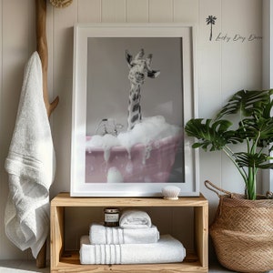 Giraffe in Pink Bubble Bath | Whimsical Giraffe Spa Day | Funny ...