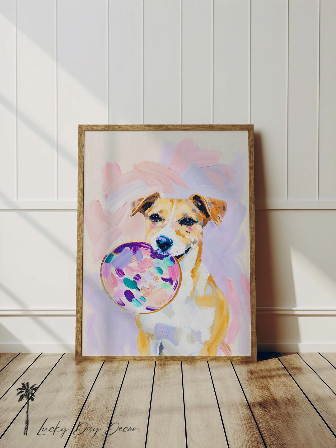 Jack Russel Fetches A Frisbee - Colorful Pastel Dog Art - Happy Jack ...