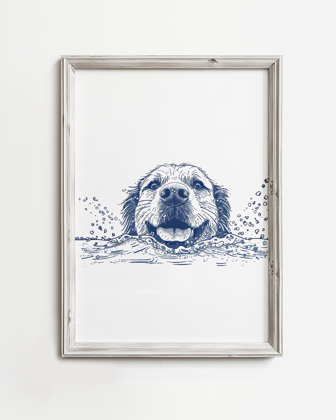 Happy Dog in Sand Art | Summertime Dog Sketch Print for Dog Lovers ...
