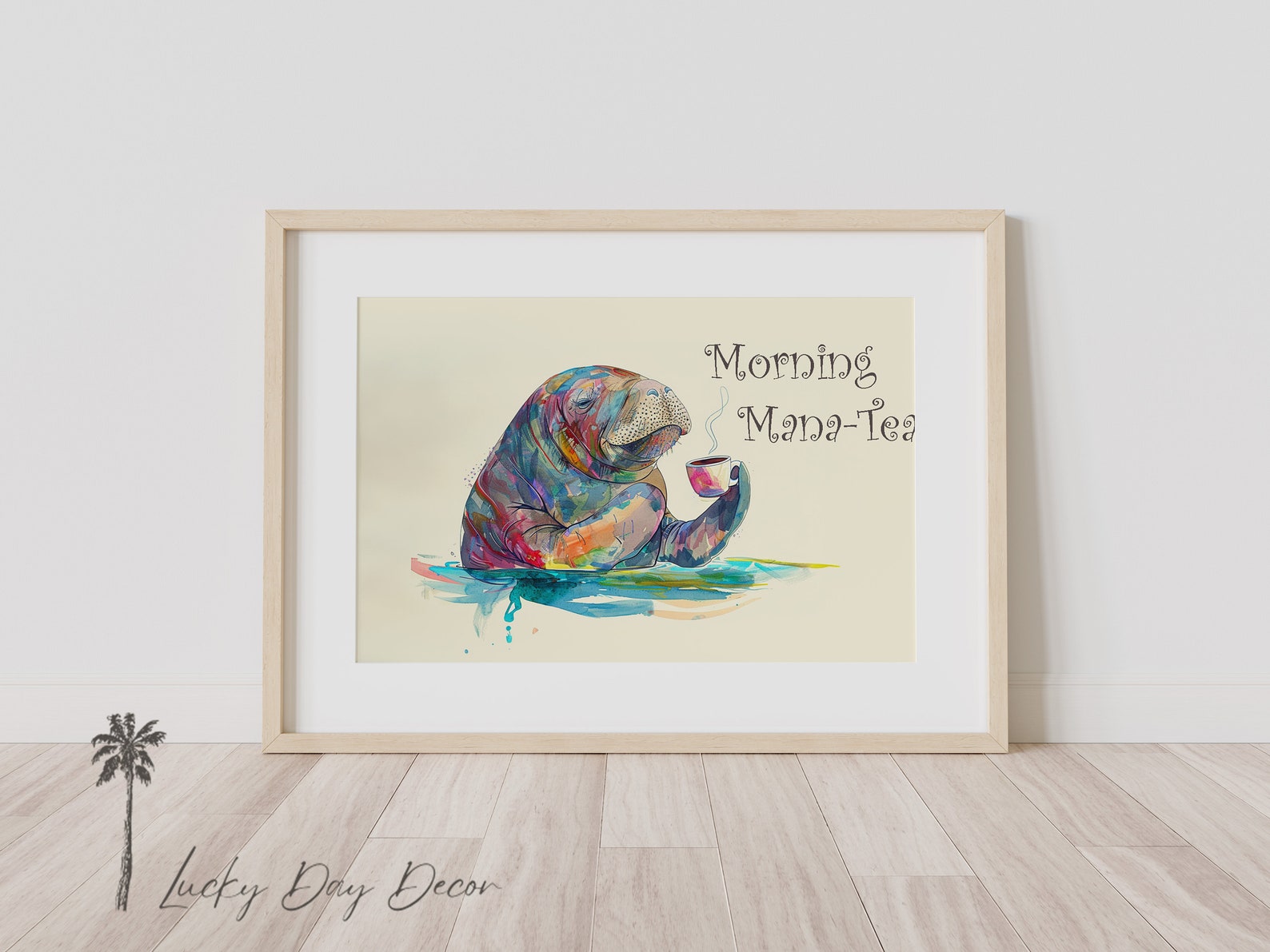 Morning Manatea Humorous Sea Cow manatee Kitchen Print Sea Life Lovers ...
