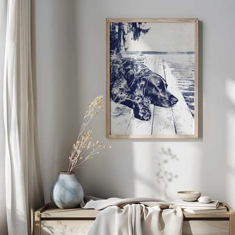 Labrador Dock Nap | Water Dog Artwork | Lake Coastal Beach Home ...