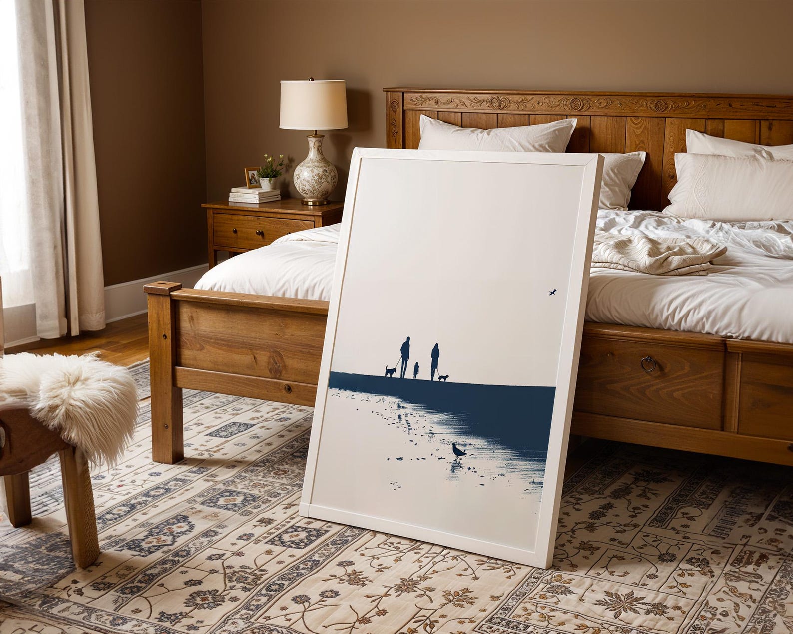 Coastal Dog Walk | Minimalist East Coast Art | Coastal Dog Sketch ...