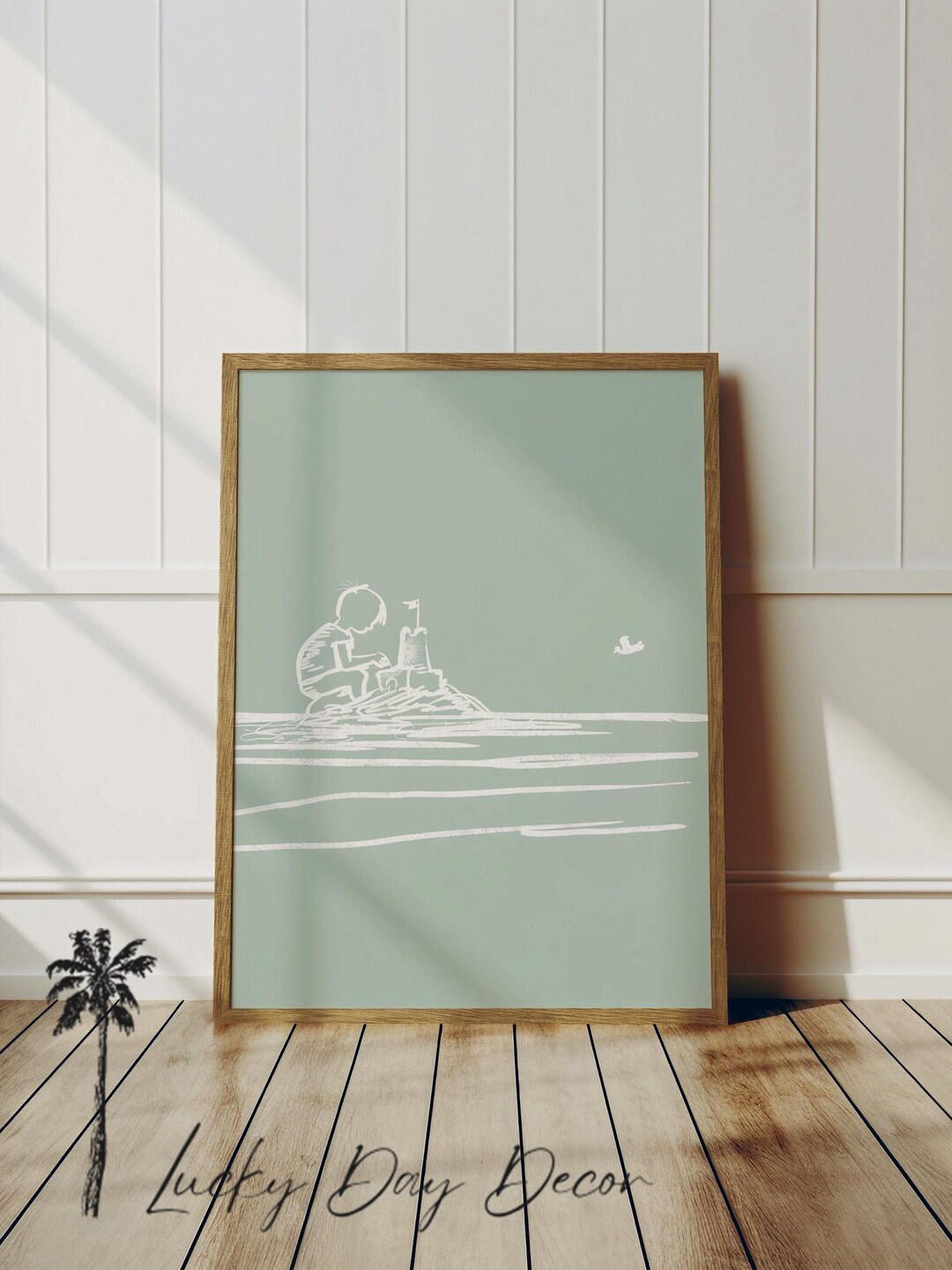 Boy & Sand Castle | Beach Day Wall Decor | Simplistic Beach Life ...