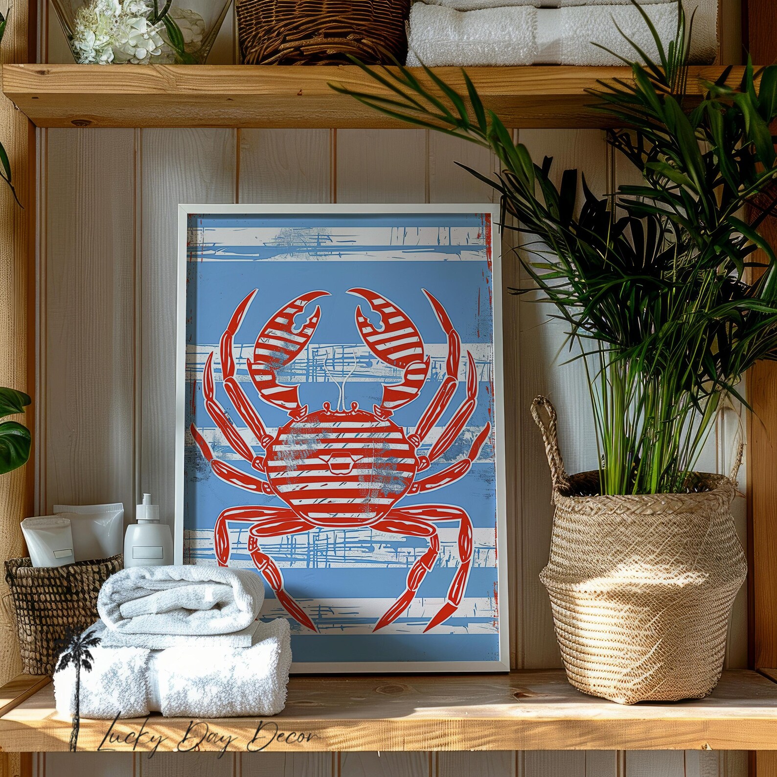 Coastal Crab Print | Simple Sea Life Art | Ocean Inspired Wall Decor ...
