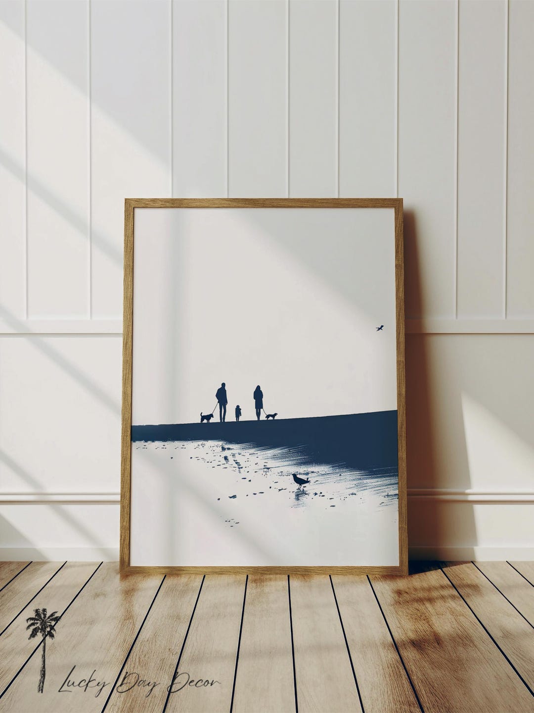 Coastal Dog Walk | Minimalist East Coast Art | Coastal Dog Sketch ...