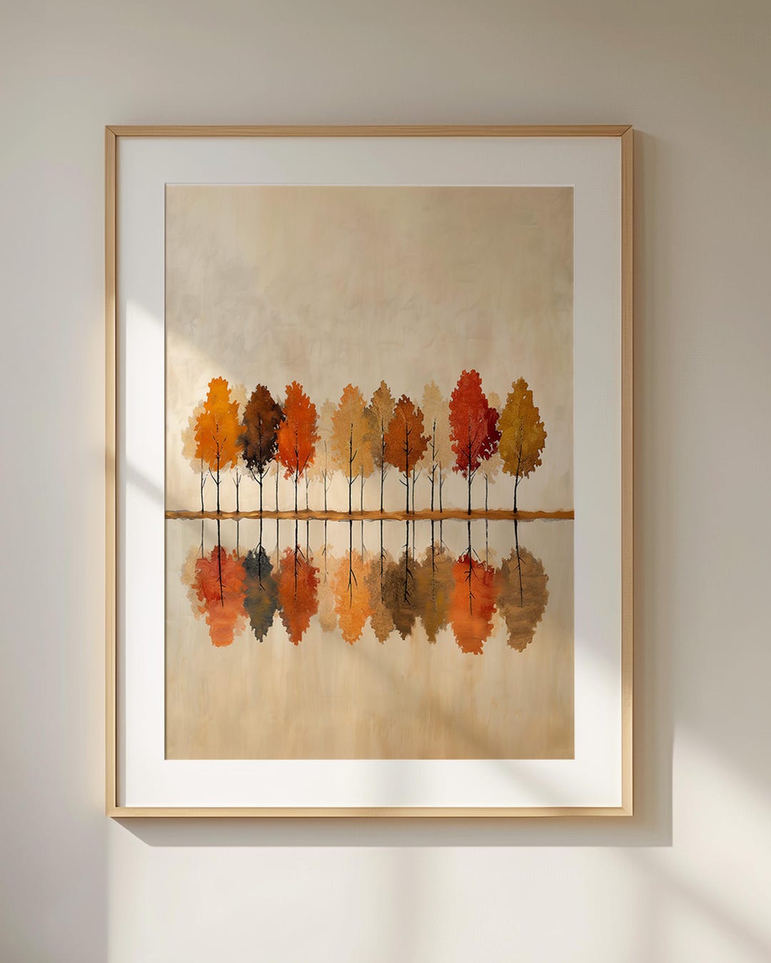 Muted Autumn Trees | Fall Foliage Art Print | Rustic Colorful Tree ...