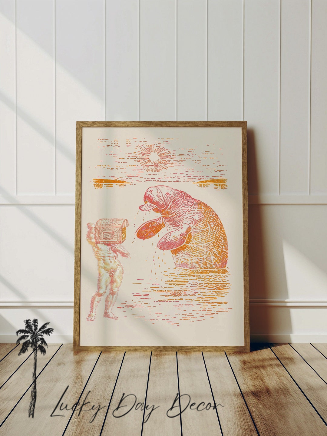 Manatee Mail Box Comical Florida Manatees Colorful Sketch Art Gift for ...