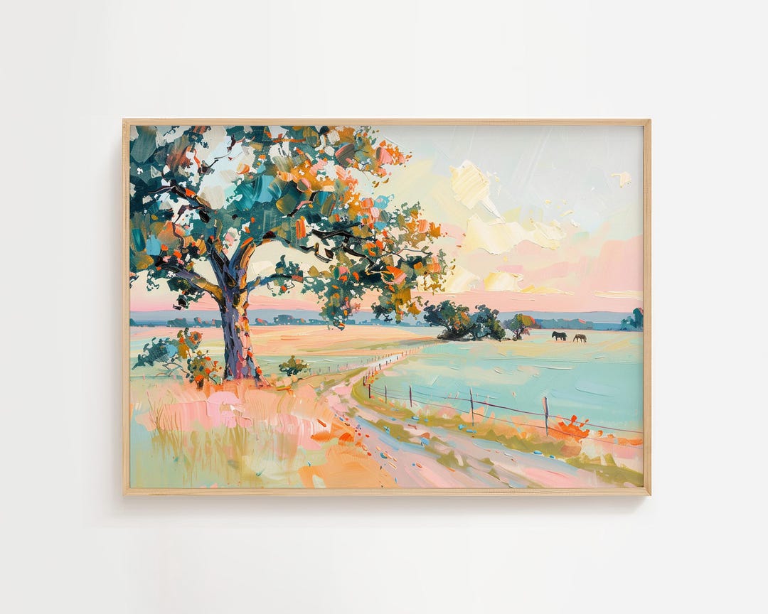 Kentucky Countryside Painting | Colorful Pastel Field Art | Scenic ...