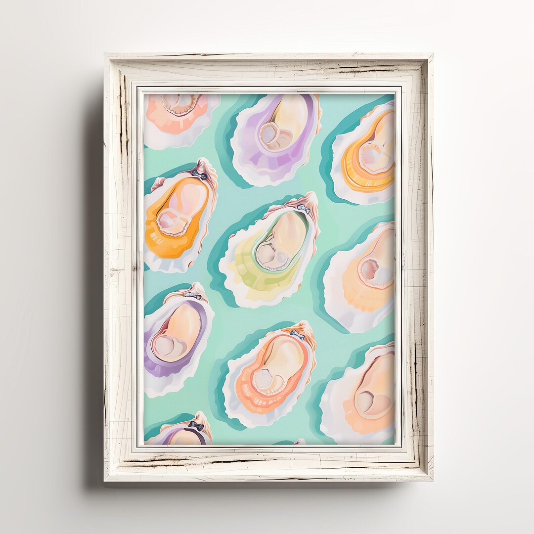 Colorful Oyster Shells | Sea Shell Wall Art | Colorful Pastel Painting ...