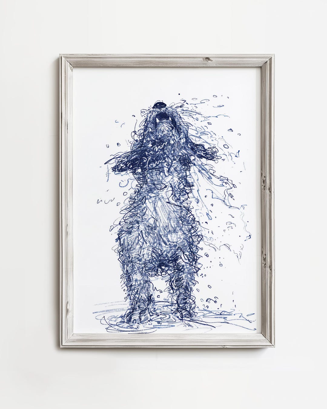 Whimsical Wet Dog Shaking - Fun Summertime Dog Sketch Art - Happy Dog ...