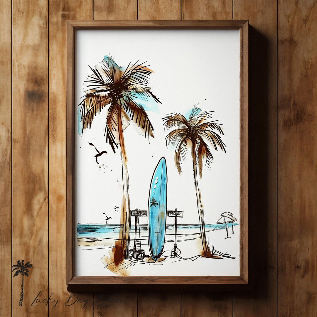 Vintage California Surfer Sketch | Huntington Beach Art | Coastal ...